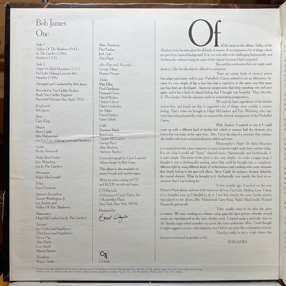 One - Bob James | VINYL7 RECORDS